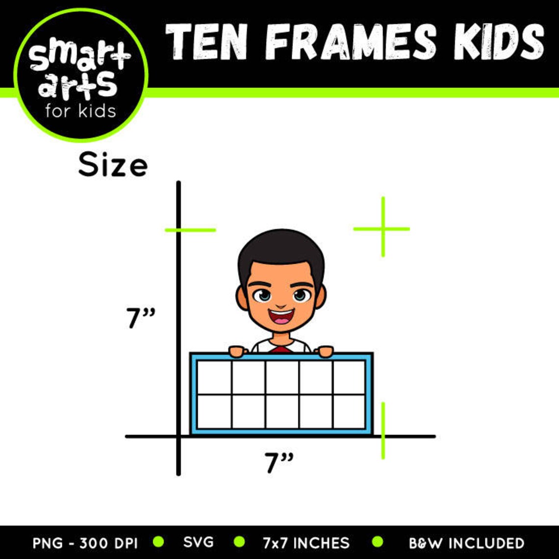 Ten Frames Kids Clip Art Cartoon Digital Graphics Instant - Etsy