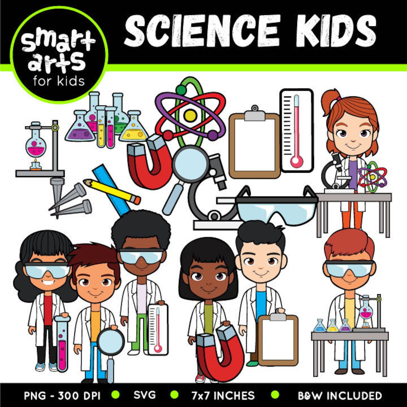 Science Kids Clip Art Scientist Science Objects SVG | Etsy