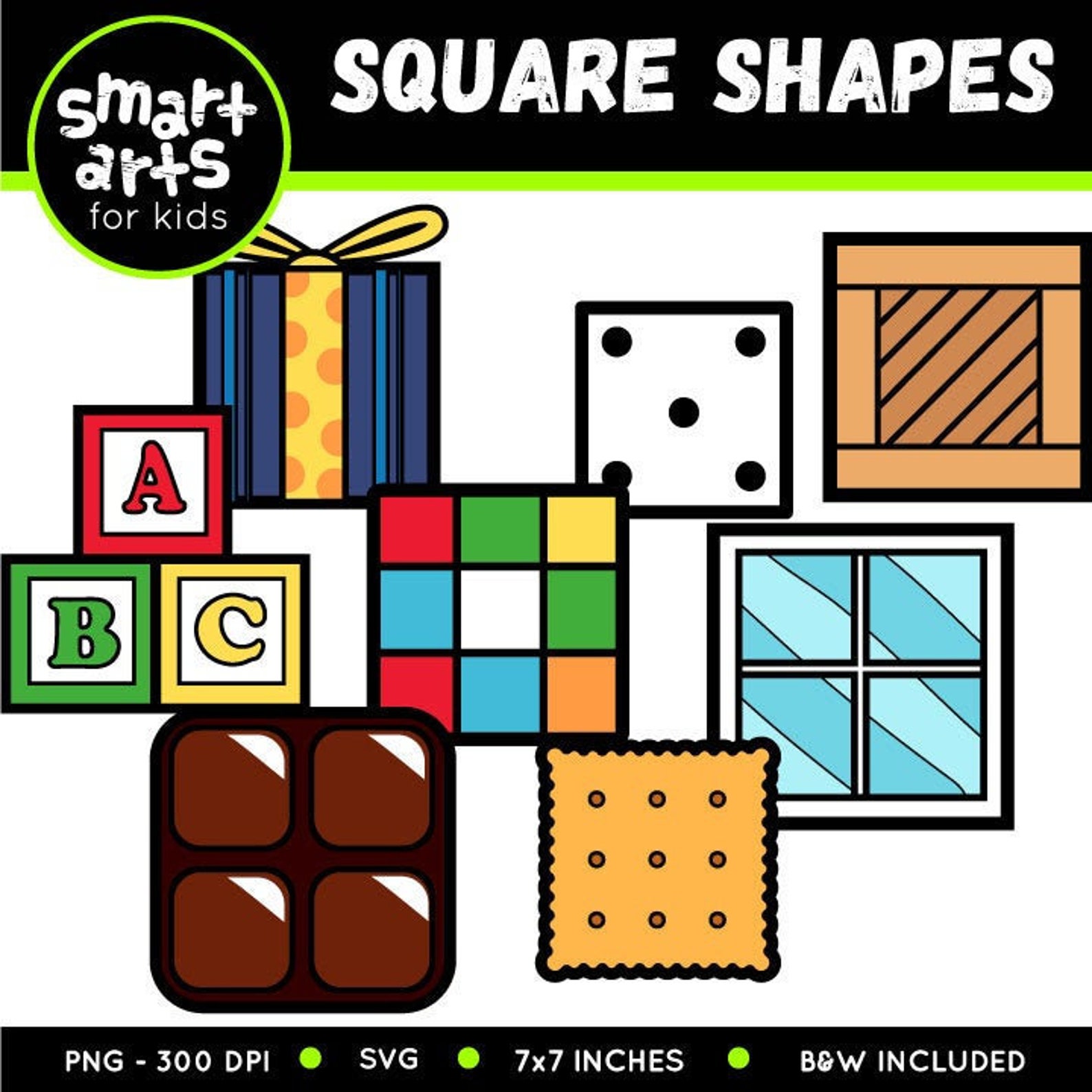 Square Shapes Clip Art Cartoon digital graphics square | Etsy