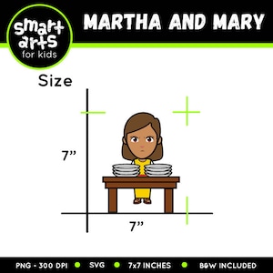 Martha and Mary Clipart - Bible Based - Bible Characters - SVG Cricut ...