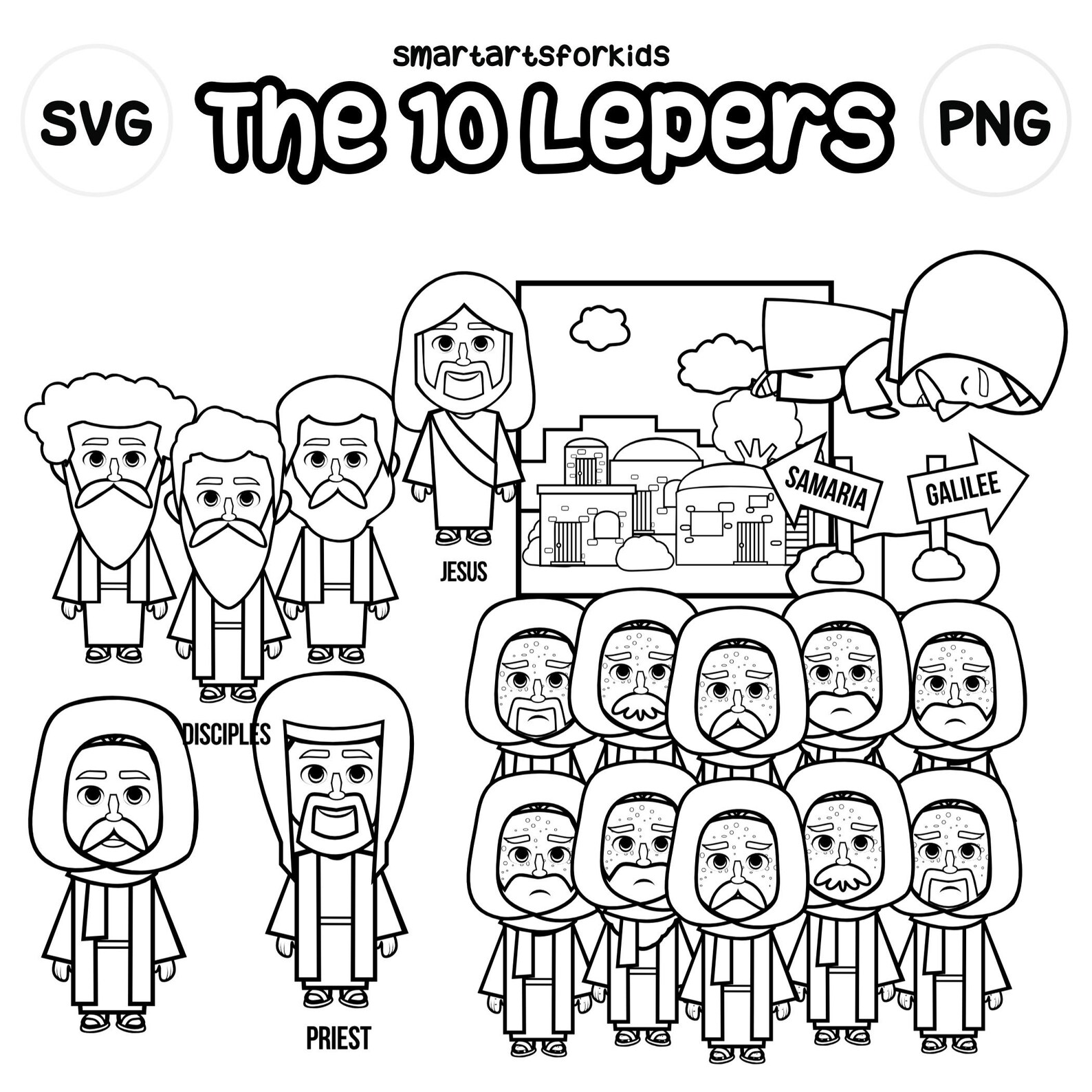 The Ten Lepers Clipart - Bible Based - Bible Characters - SVG Cricut ...