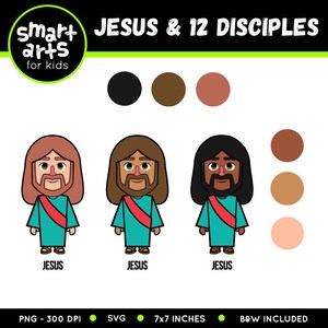 Jesus and 12 Disciples Clip Art - 12 Disciples - Bible Based - Bible ...