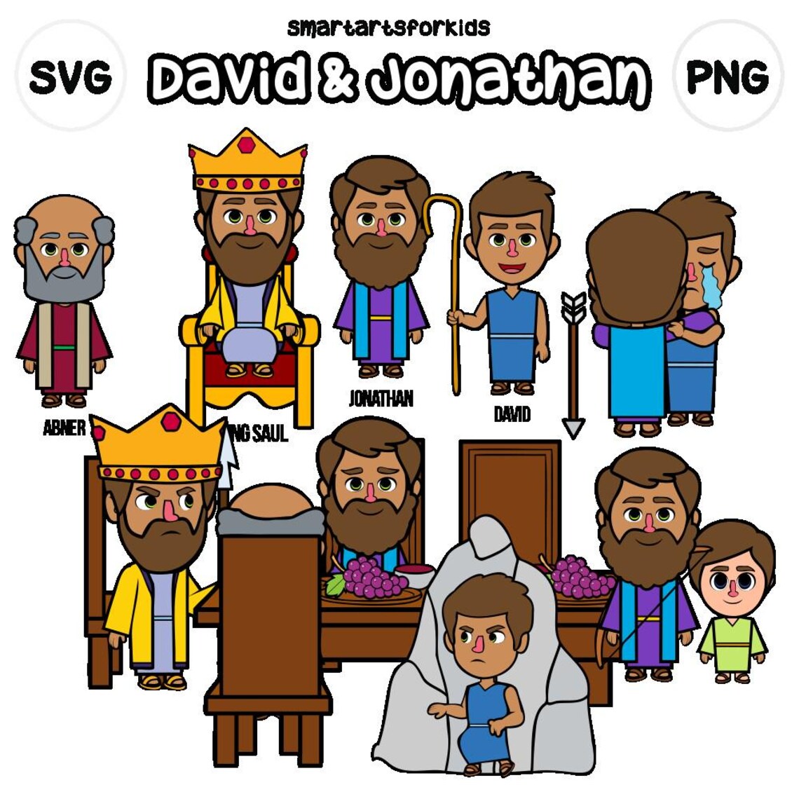 David and Jonathan Clip Art- Bible Based - Bible Characters - VBS ...