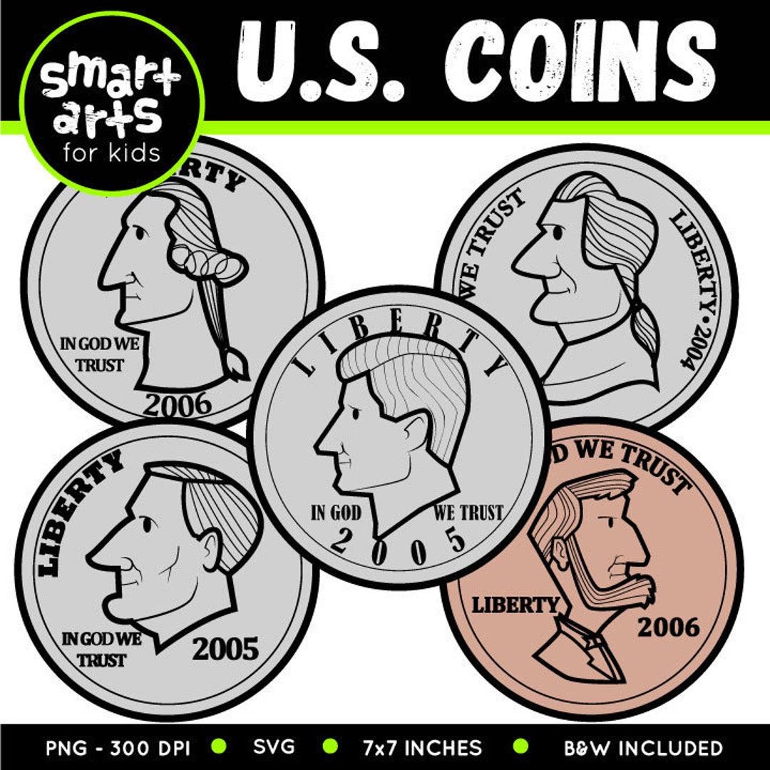 U.S. Coins Clip Art- Cartoon - - Instant Download - SVG Cricut - Vector ...