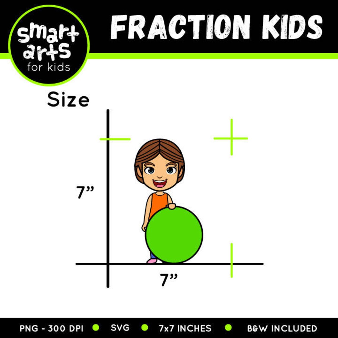 Fraction Kids Clip Art Cartoon Digital Graphics Instant | Etsy