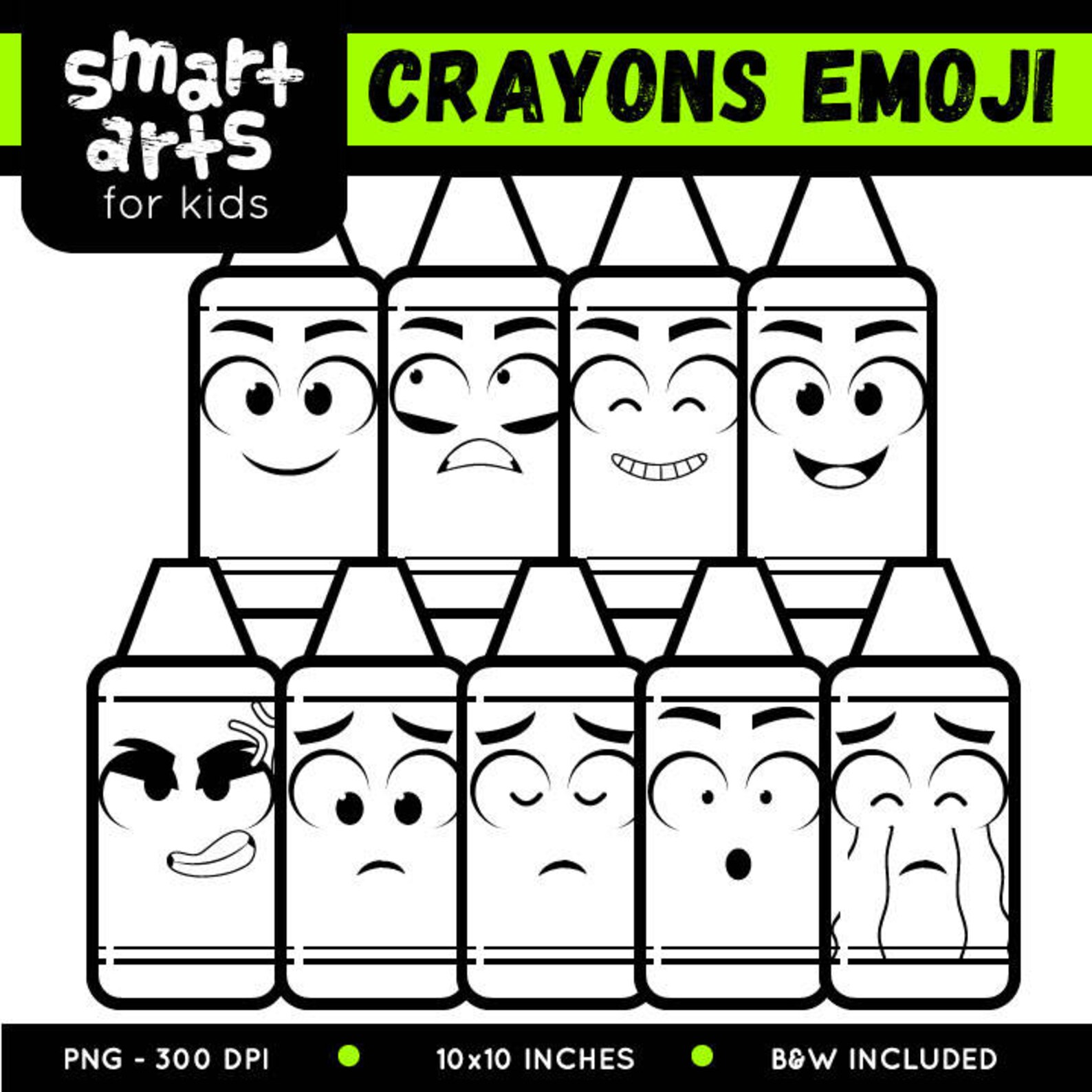 Crayons Emoji Clip Art Cartoon crayons emoji instant | Etsy