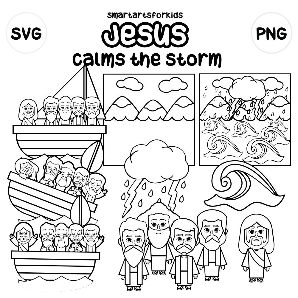 Jesus Calms the Storm Clipart - Bible Based - Bible Characters - SVG ...