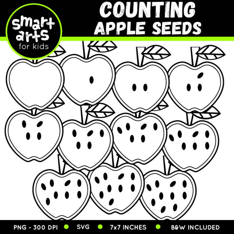 Back to School Counting Apple Seeds Clip Art School Clipart | Etsy