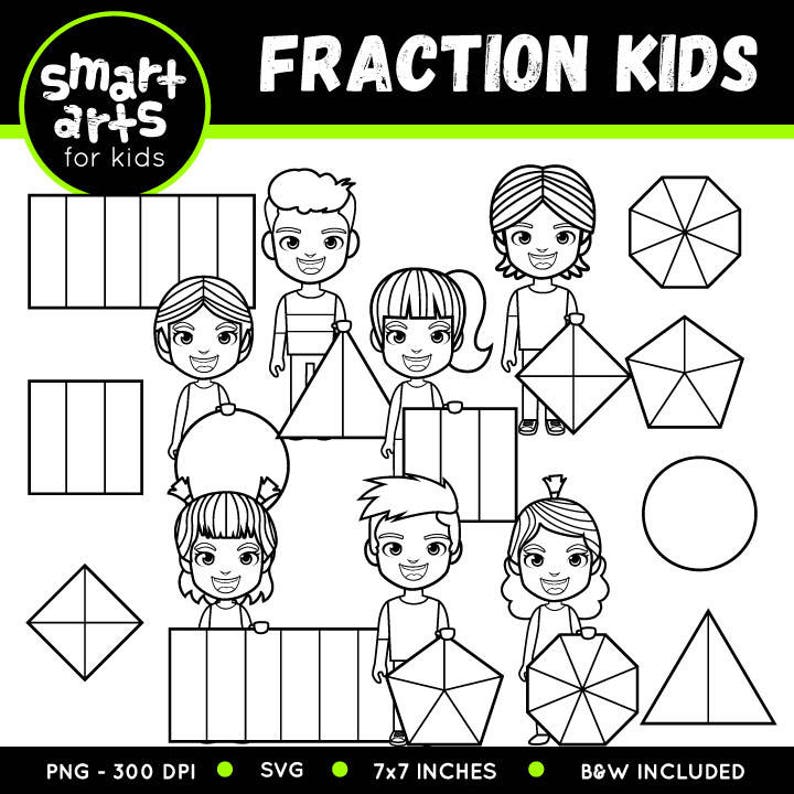 Fraction Kids Clip Art Cartoon Digital Graphics Instant - Etsy