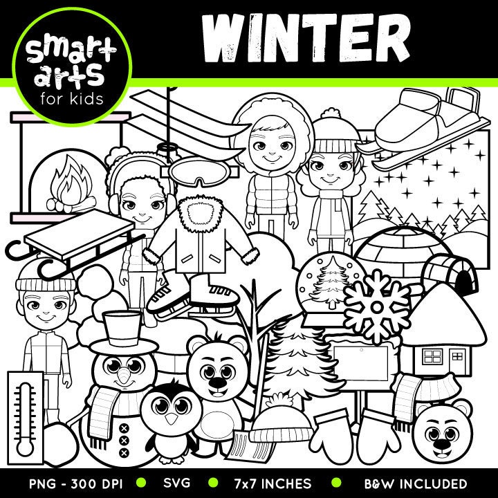 Winter Clip Art Set Winter Svg Cut Files Winter Clipart | Etsy