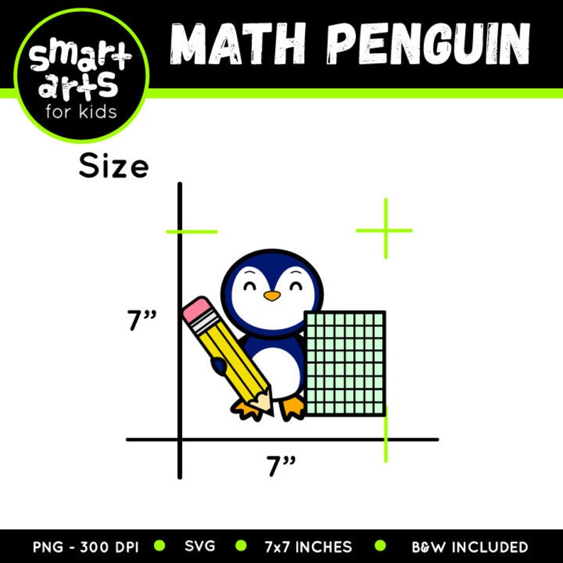 Math Penguin Clip Art Cartoon Digital Graphics Penguin | Etsy