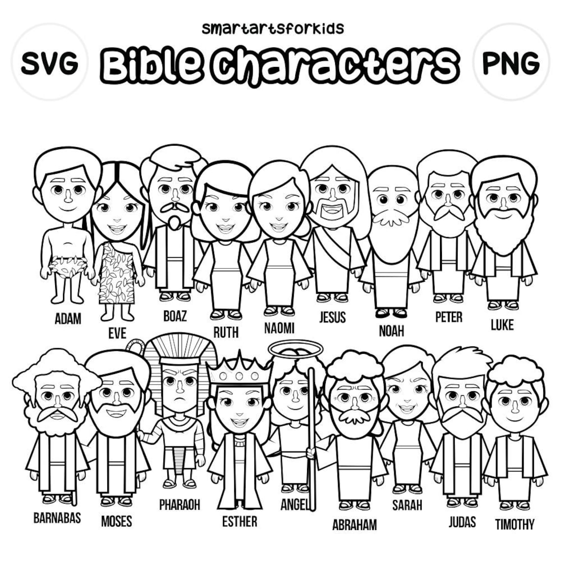 Bible Characters Clip Art 1 - Bible Based - Bible Characters - SVG ...
