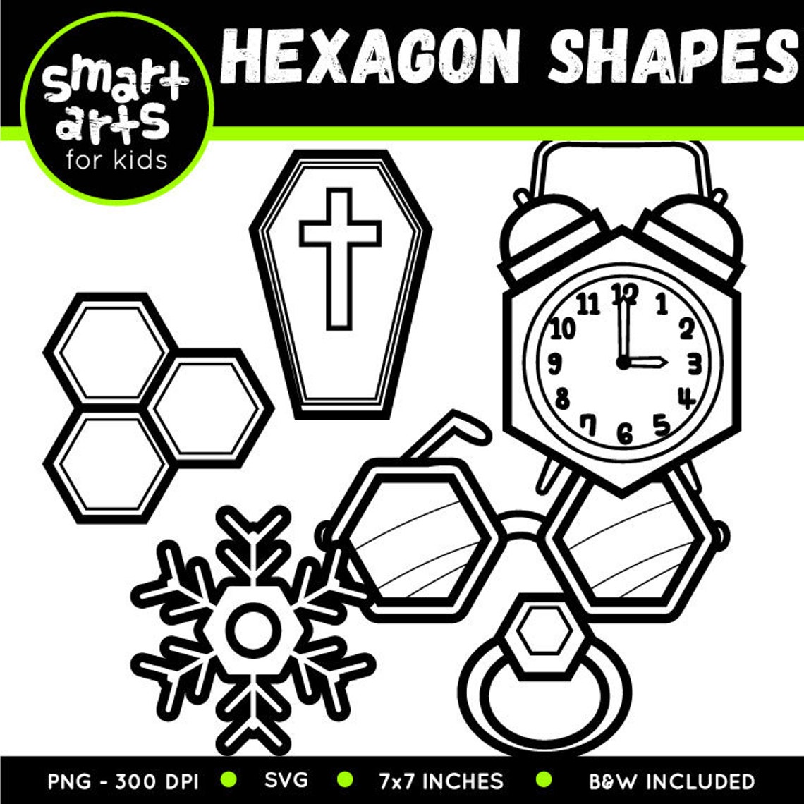 Hexagon Shapes Clip Art Cartoon Hexagon Hexagon Shapes - Etsy