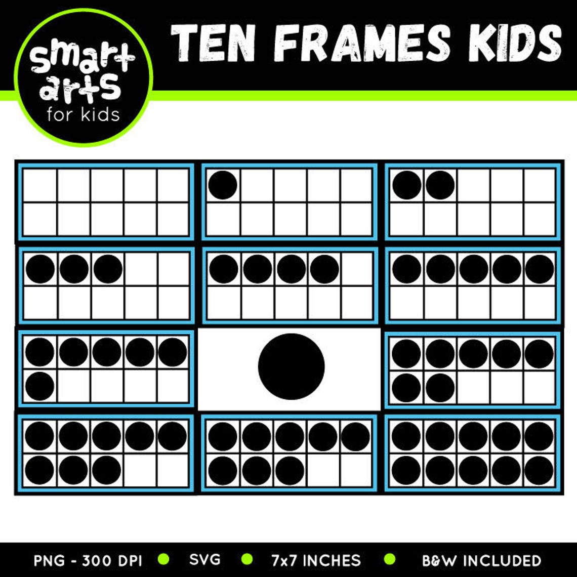 Ten Frames Kids Clip Art Cartoon Digital Graphics Instant - Etsy
