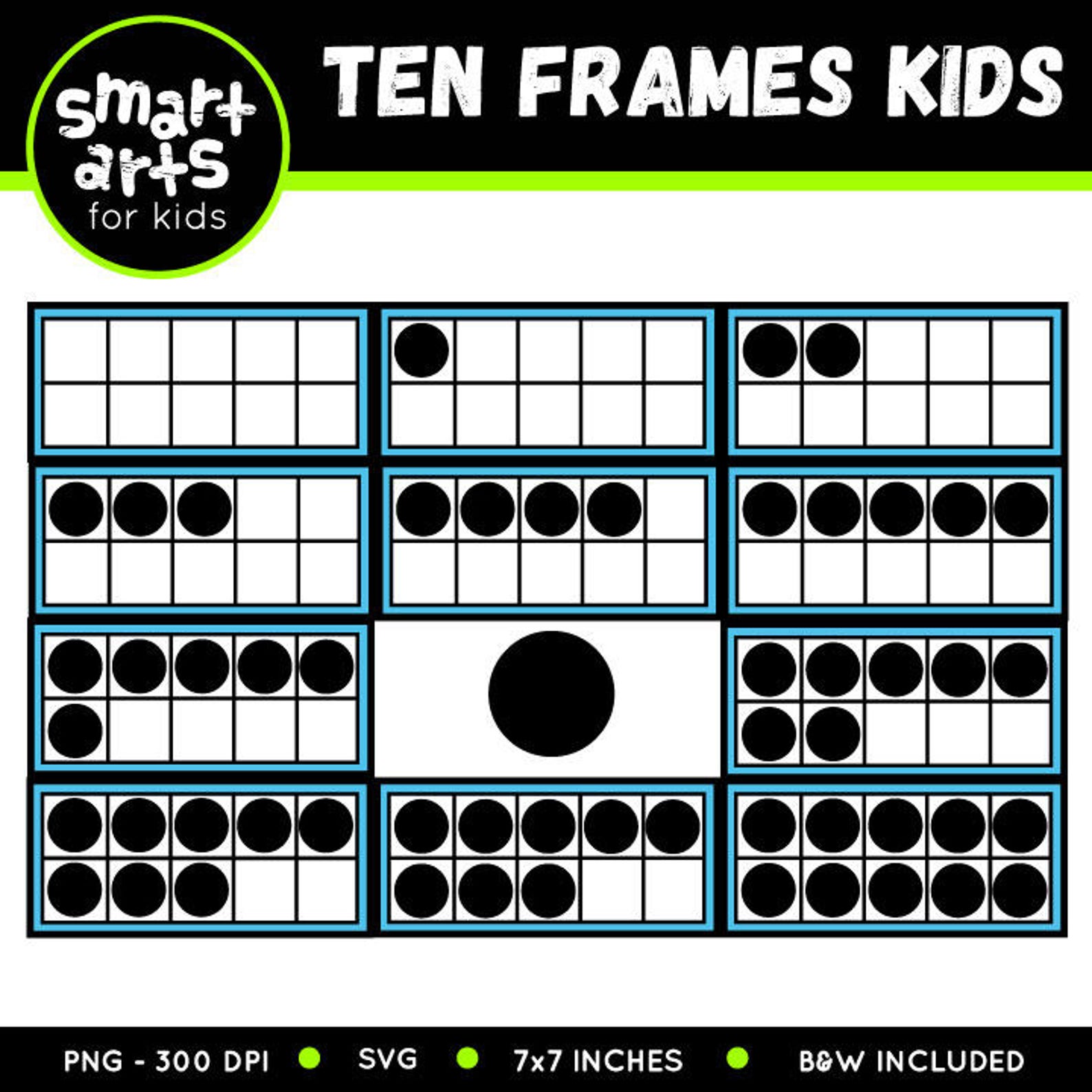 Ten Frames Kids Clip Art Cartoon Digital Graphics Instant - Etsy