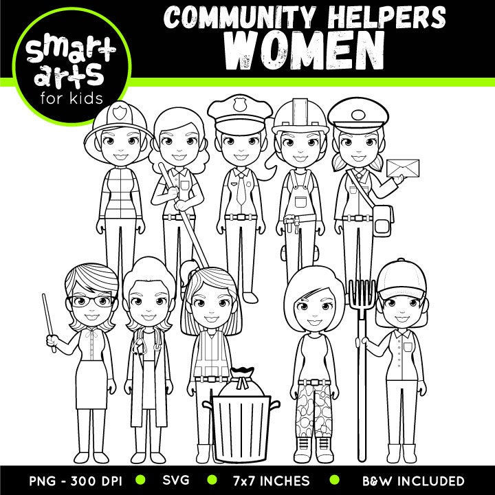 Community Helpers Women Clip Art - Cartoon - Digital Graphics - Helper ...