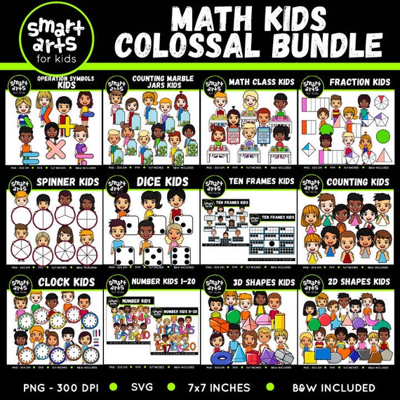 Math Kids Bundle Clip Art Educational Clips Math Clip Art | Etsy