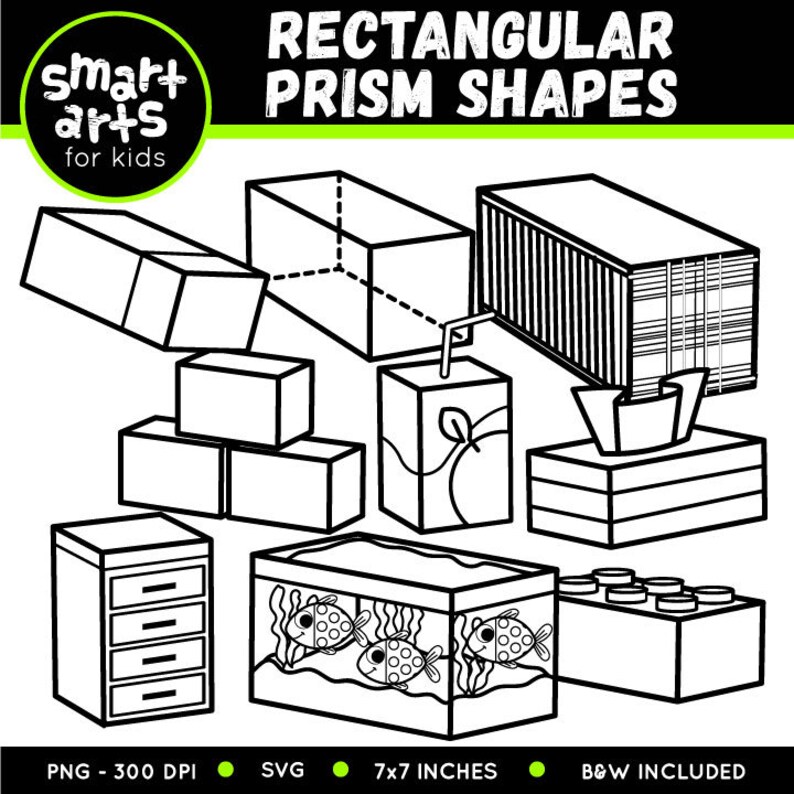 Rectangular Prism Shapes Clip Art Digital Graphic - Etsy