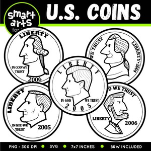 U.S. Coins Clip Art- Cartoon - - Instant Download - SVG Cricut - Vector ...