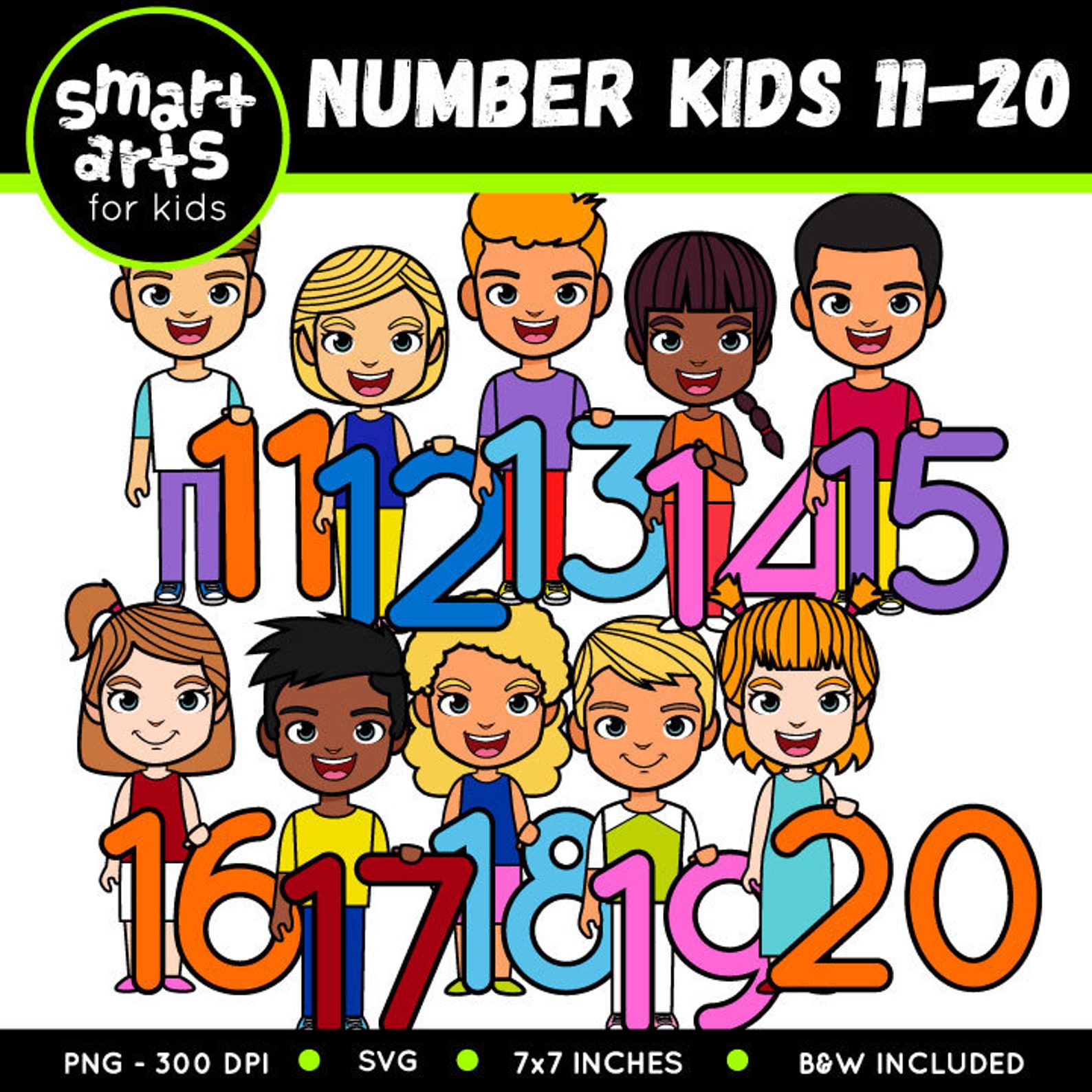 Math Number Kids 0-20 Clip Art Cartoon Digital Graphics - Etsy