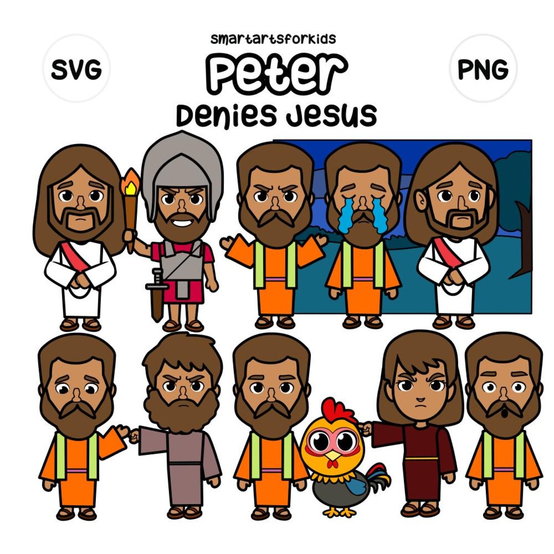 Peter Denies Jesus Clipart – Bible Story Digital Art, Christian PNG ...