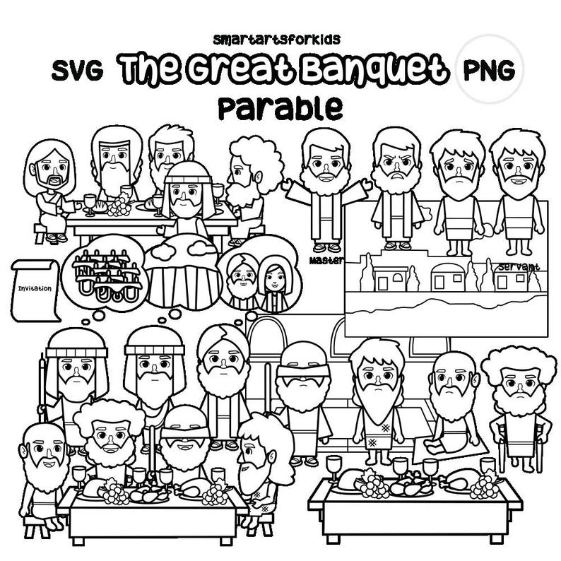 Parable of the Great Banquet Clip Art - Bible Based - Parable - Bible ...