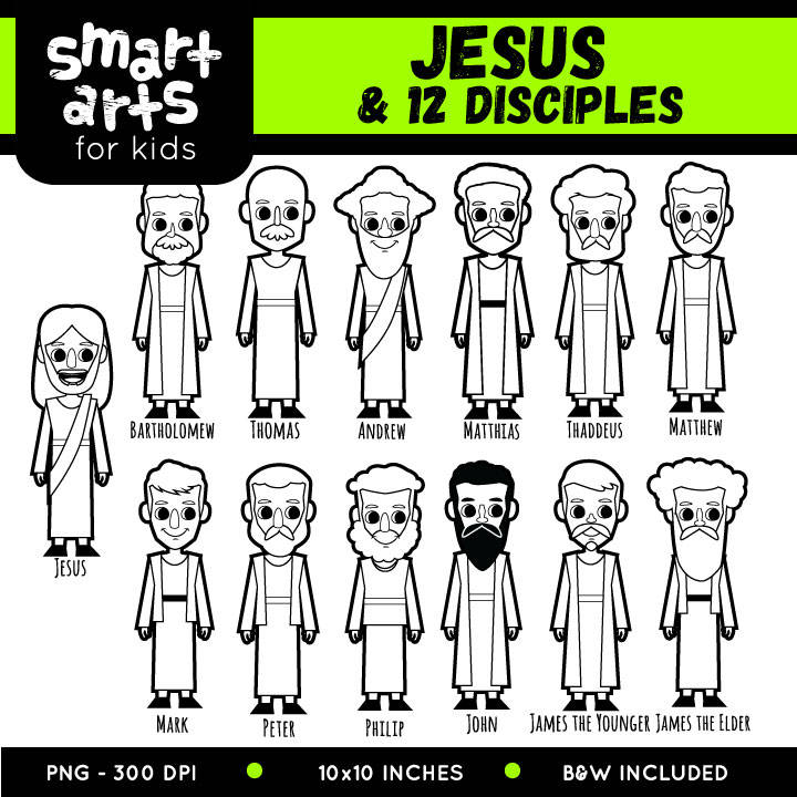 Jesus and 12 Disciples Clip Art 12 disciples bible based | Etsy