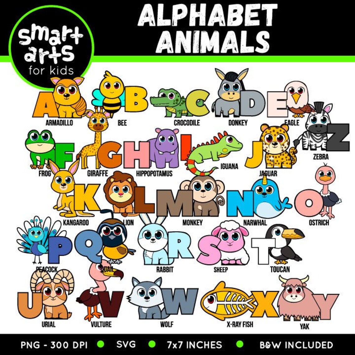 Alphabet Animals Clip Art Art for Kids Alphabet Clip Art - Etsy