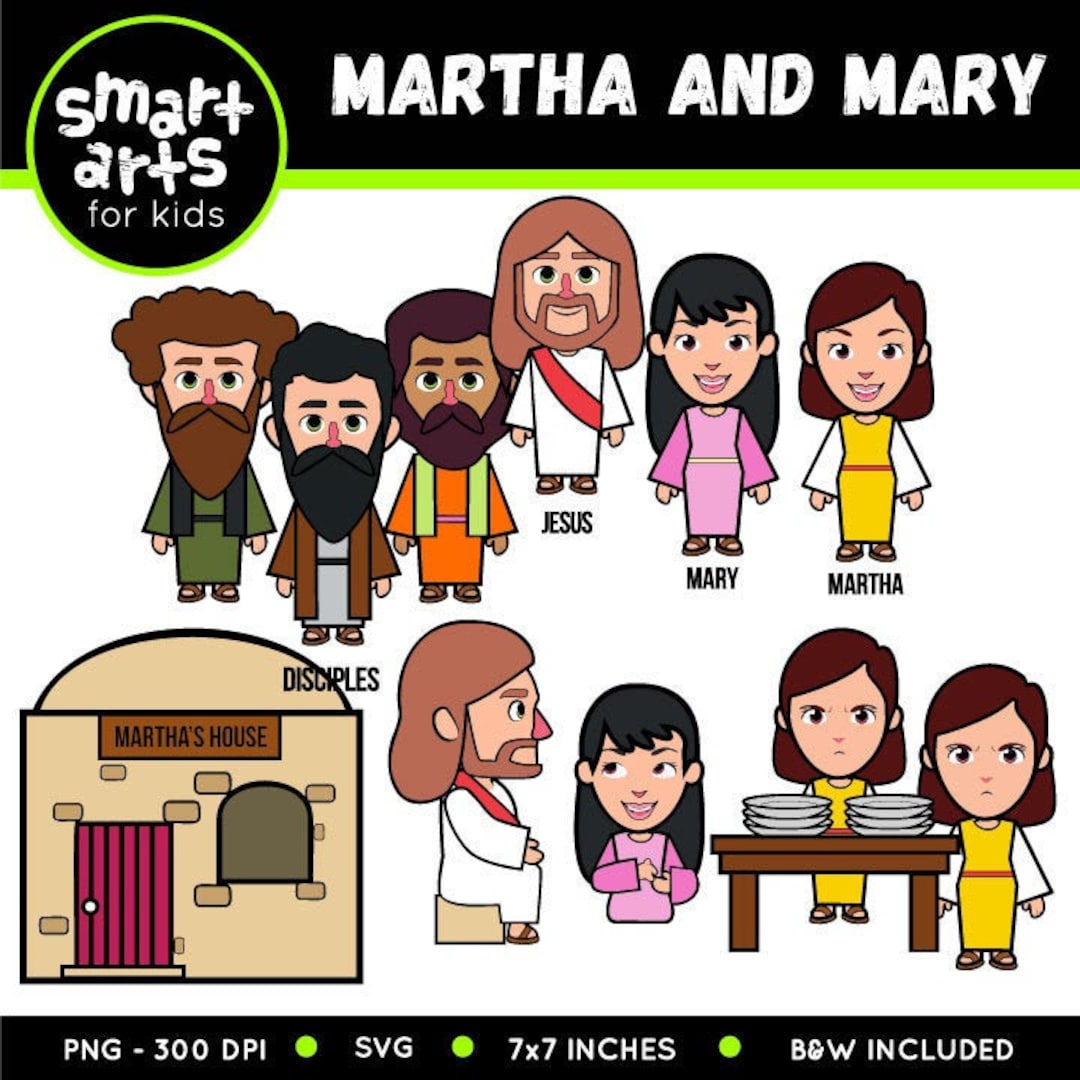 Martha and Mary Clipart Bible Based Bible Characters SVG - Etsy