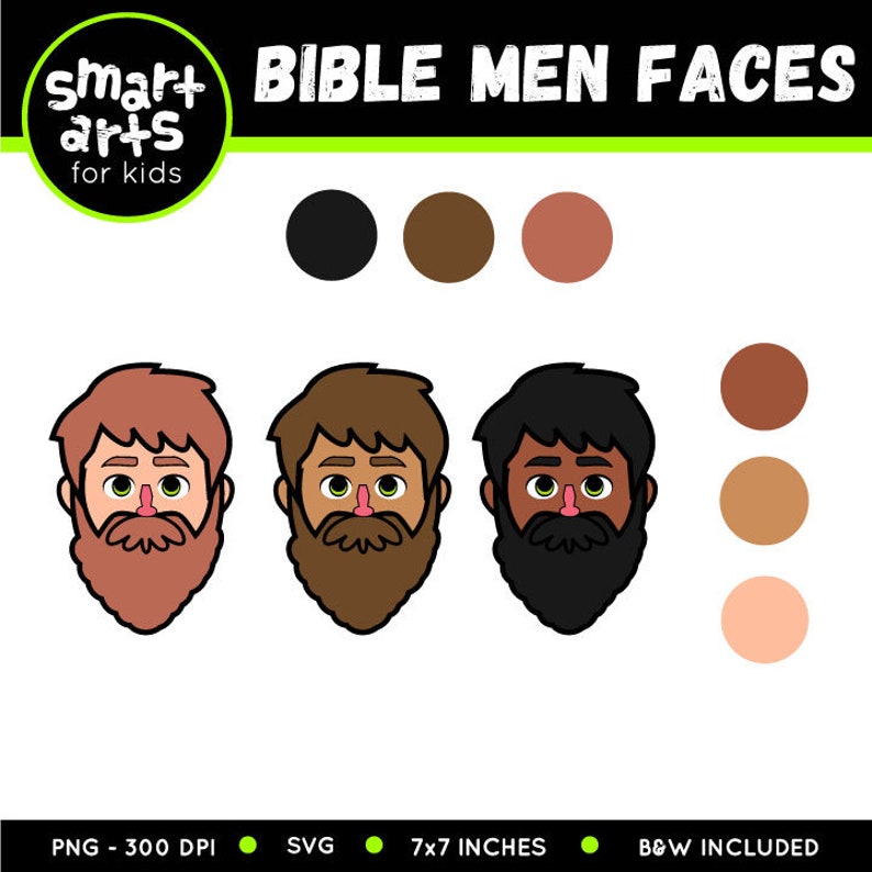 Bible Men Faces Clip Art - Bible Based - Bible Characters - SVG Cricut ...