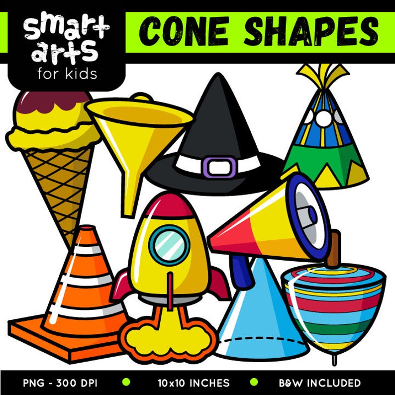 Cone Shapes Clip Art Cartoon digital graphics Cone | Etsy