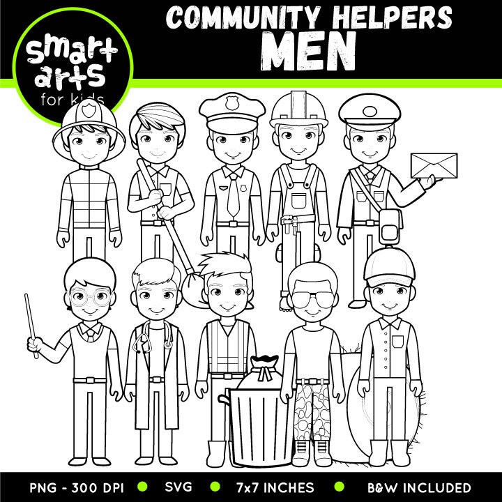 Community Helpers Men Clip Art Cartoon Vector Helpers - Etsy Canada