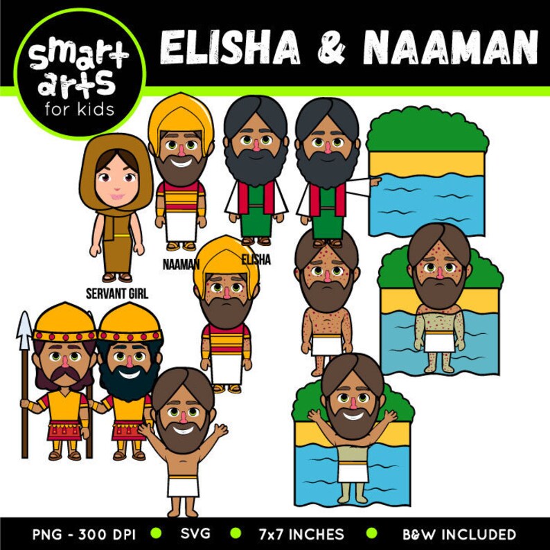 Elisha and Naaman Clip Art Bible Based Bible Characters - Etsy