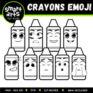 Crayons Emoji Clip Art - Cartoon - Crayons Emoji - Instant Download ...