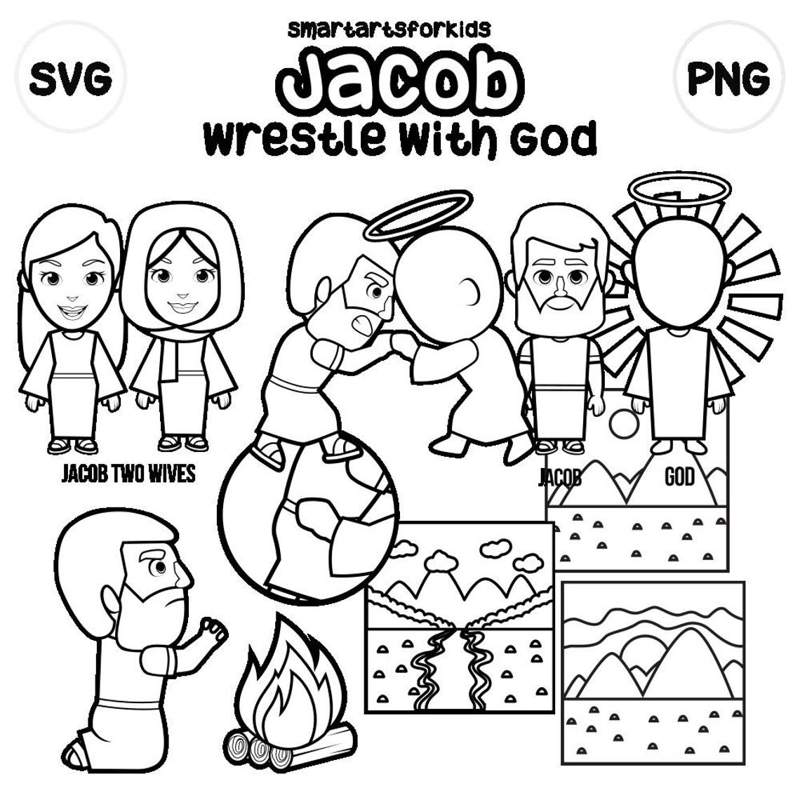 Jacob Wrestle With God Clip Art- Bible Based - Bible Characters - VBS ...