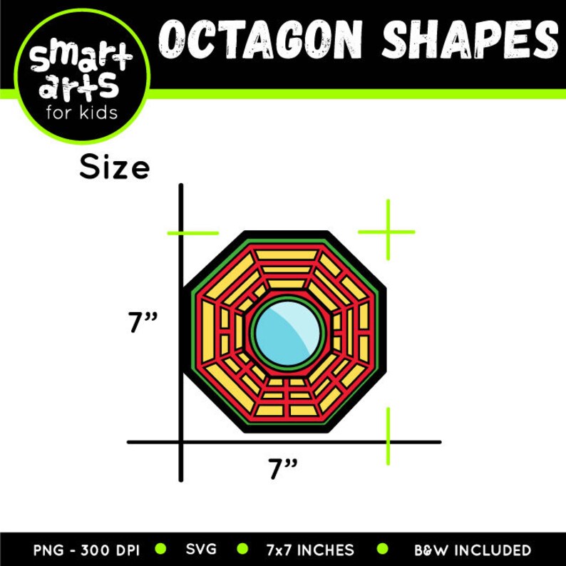 Octagon Shapes Clip Art Cartoon Octagon Octagon Shapes - Etsy