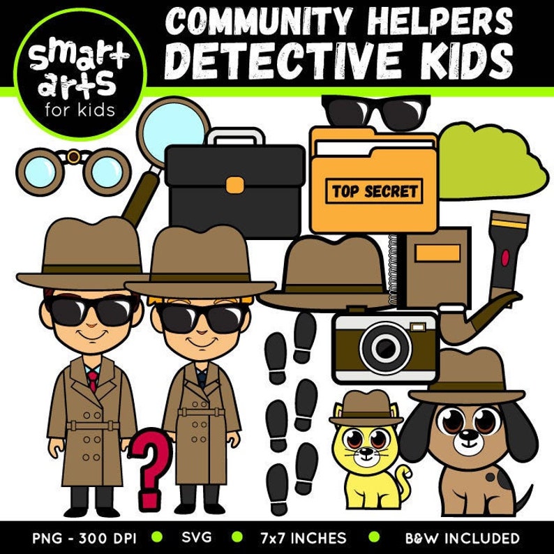 Detective Clip Art Png Png Clipart Graphics Artwork | Etsy