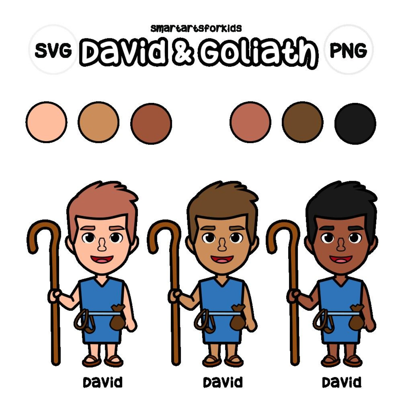 David and Goliath Clip Art - Bible Based - Bible Characters - SVG ...