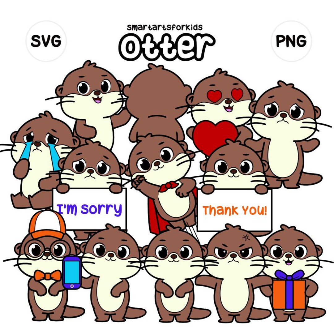Otter Clip Art - Art for Kids - Otter - Instant Download - SVG Cricut ...