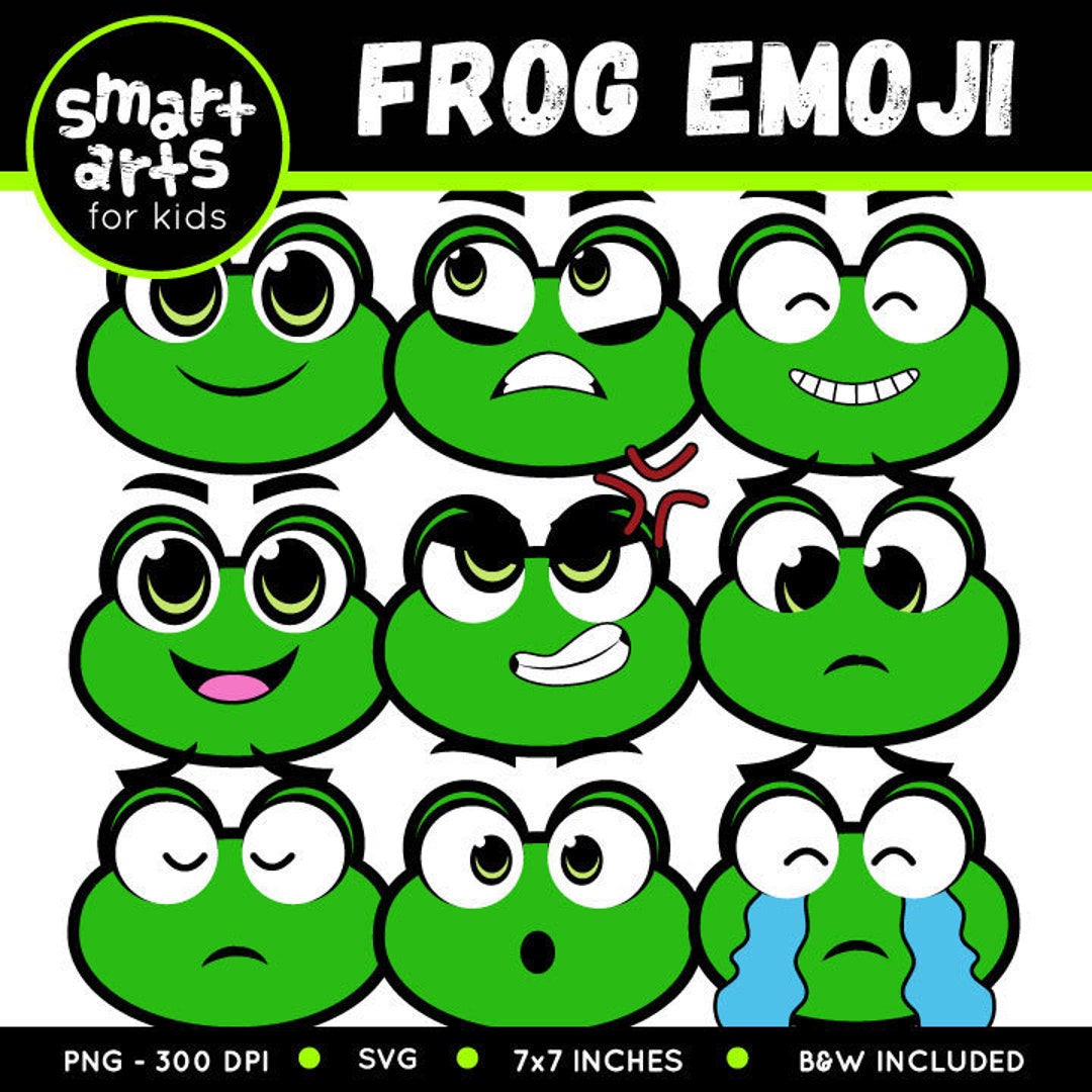 Spring Frog Emoji Clip Art - Cartoon - Digital Graphics - Frog - Spring ...