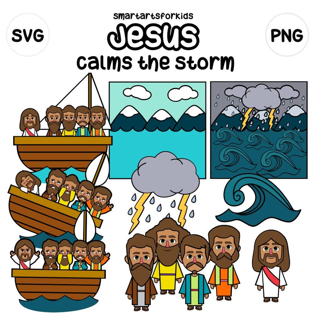 Jesus Calms the Storm Clipart - Bible Based - Bible Characters - SVG ...