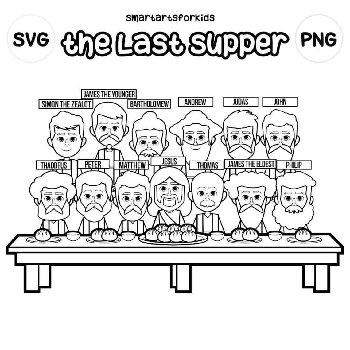 The Last Supper Clip Art - Bible Based - Bible Character - SVG Cricut ...
