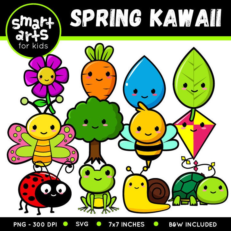 Spring Kawaii Clip Art Cartoon Digital Graphics Gnome | Etsy