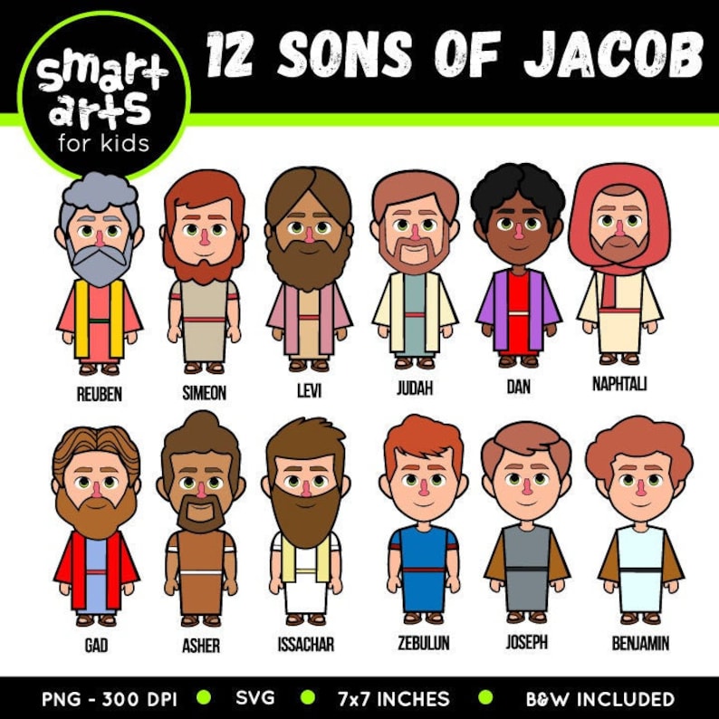 12 Sons of Jacob Clip Art - Jacob Sons - Bible Based - Bible Characters ...
