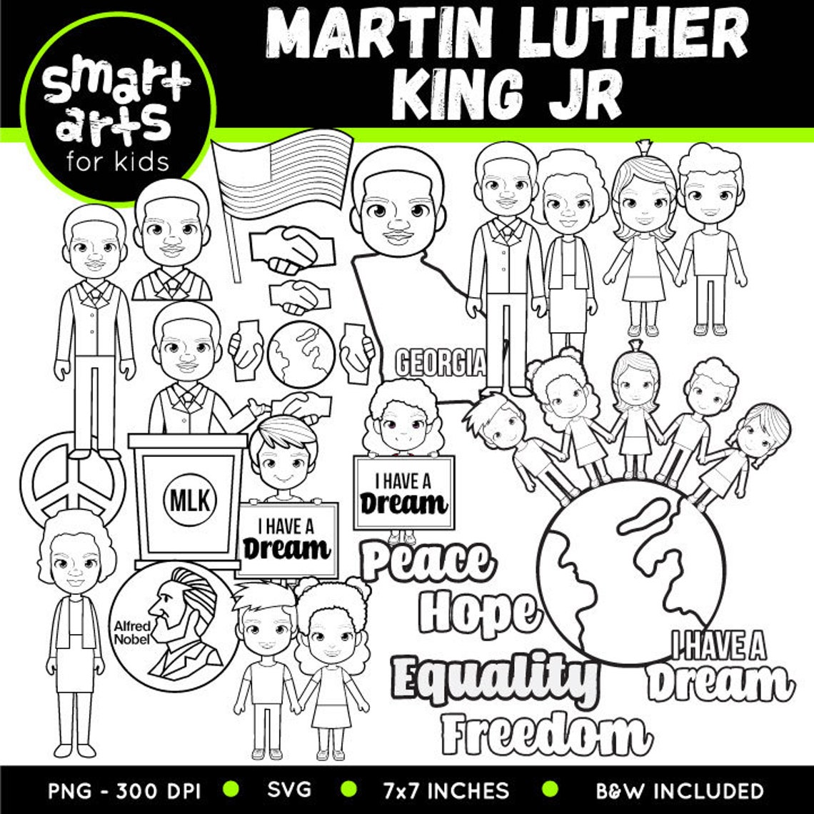 Martin Luther King Jr Clip Art - Black History Month - Holidays ...