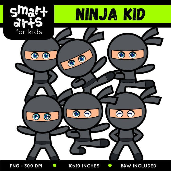 Ninja Kid Clip Art digital character ninja kid ninja | Etsy