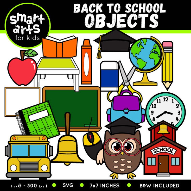 Back to School Bundle Clip Art School Clipart Back to | Etsy