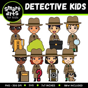 Detective Kids Clipart Bundle - Art for Kids, Detective Clip Art ...