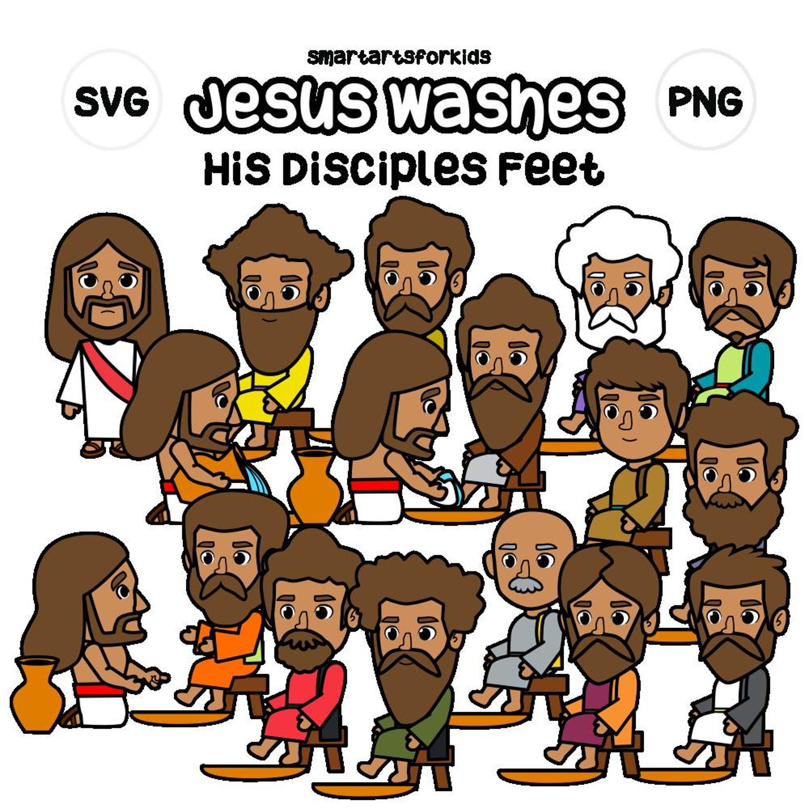 Jesus Washes His Disciples Feet Clip Art - Bible Based - Kindness ...