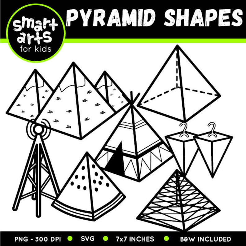 Pyramid Shapes Clip Art Cartoon Pyramid Pyramid Shapes - Etsy